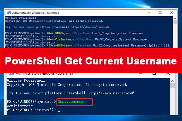 PowerShell Windows 11/10/8/7 で現在のユーザー名を取得する