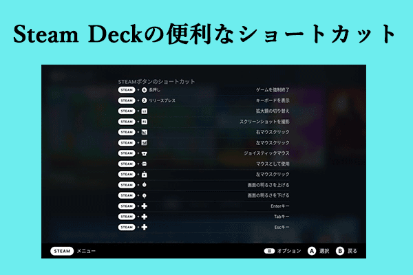 【使い方】Steam Deckの便利なショートカット