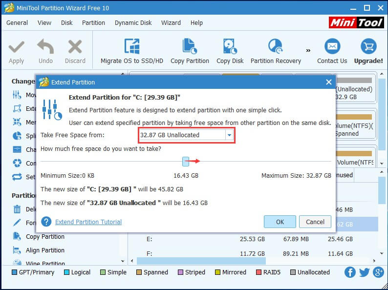 Windows 10で未割り当て領域を結合して大きなパーティションにする方法 Minitool Partition Wizard
